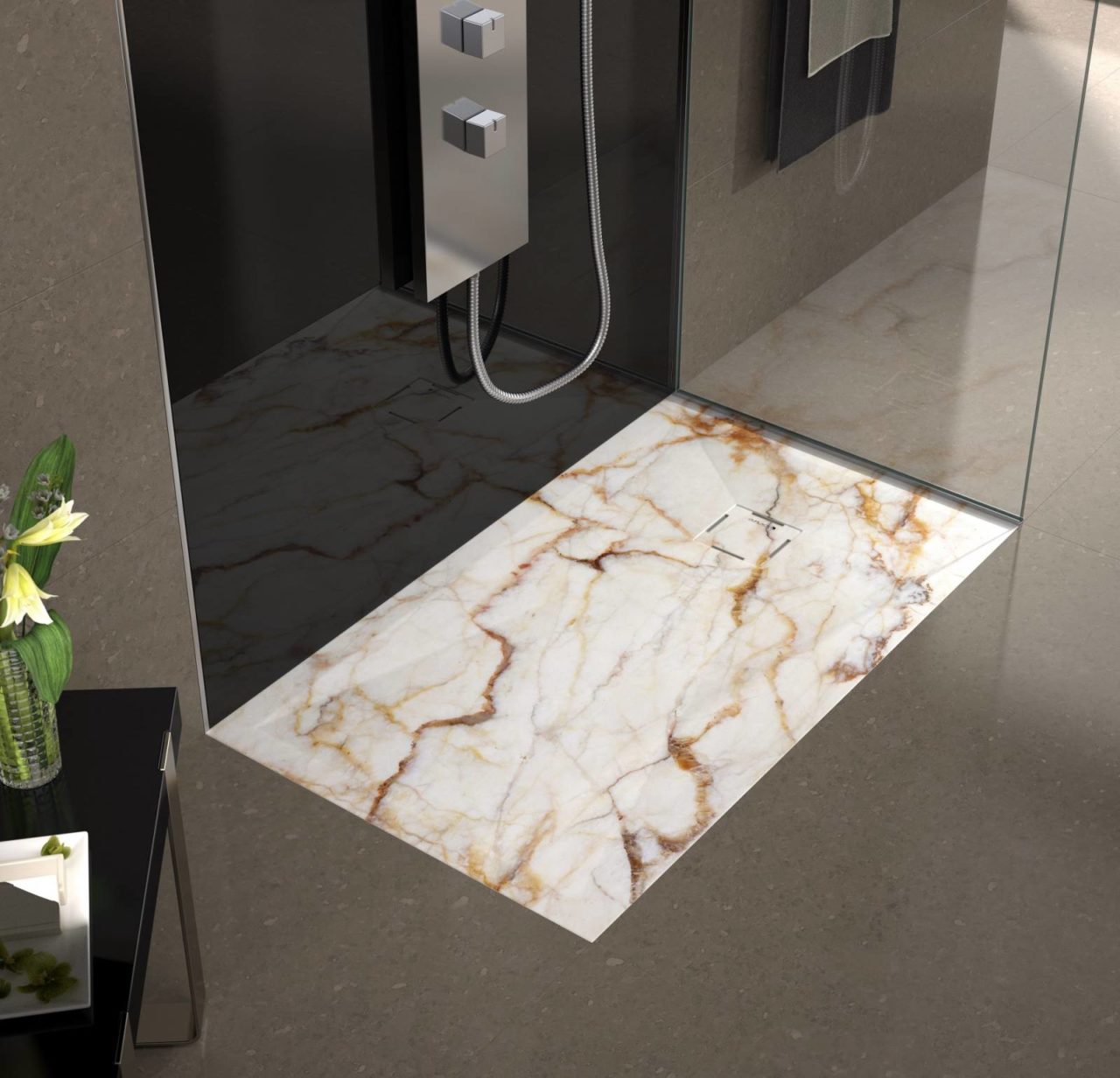 Bac de douche extra plat en résine pleine masse de Bordeaux - Carrelage ...